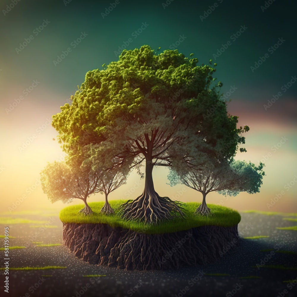 Picture of trees sprouting seedlings on Earth Day. tree on a green ...