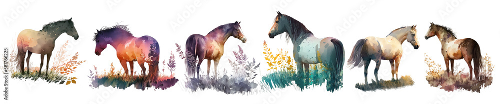 Farm Animals, Pets, Horse Clipart, created with generative Ai Stock ...