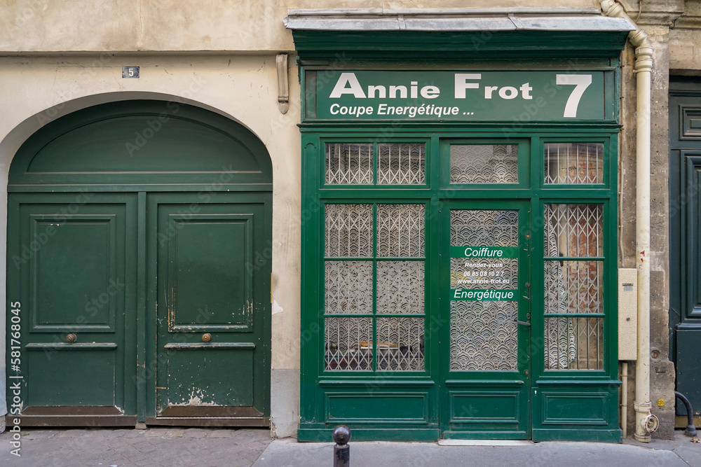 Typical vintage french parisian commercial facade , storefront template ...