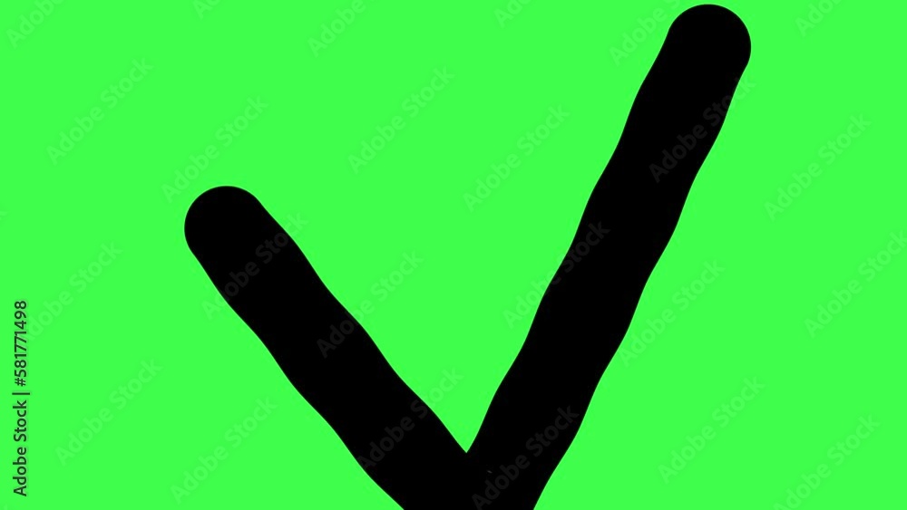 Funky cartoon check mark icon animation. Black check mark on white ...