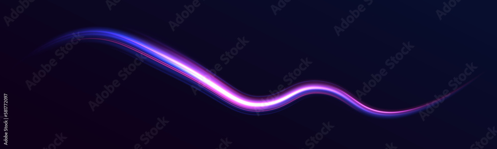 Futuristic dynamic motion technology. Neon color glowing lines ...