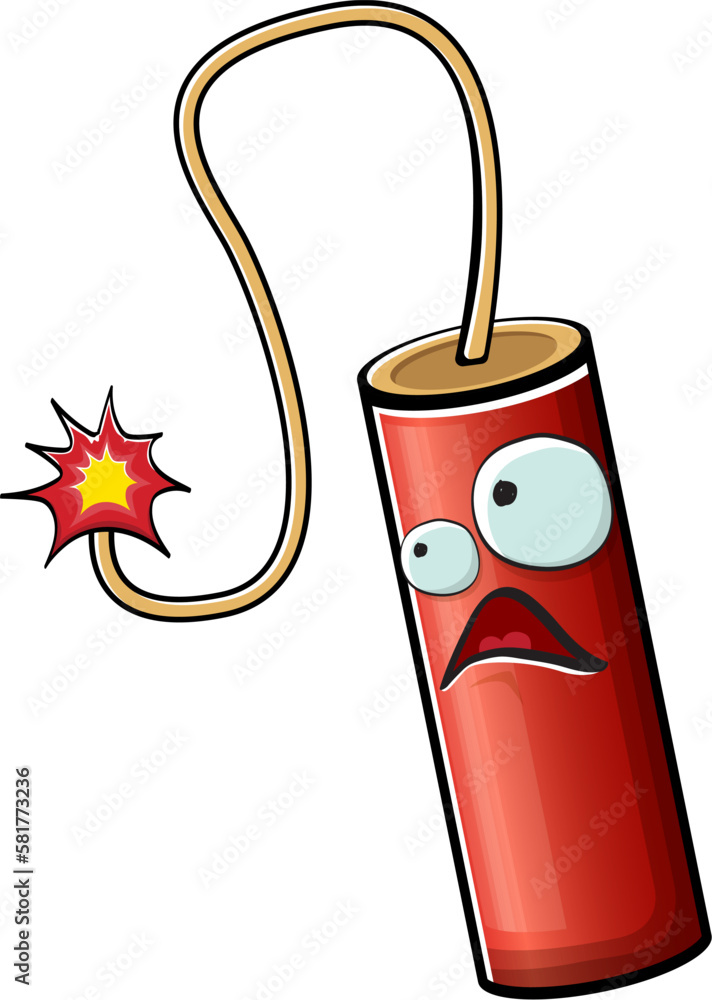Cartoon burning dynamite characters isolated on white background. Funky ...