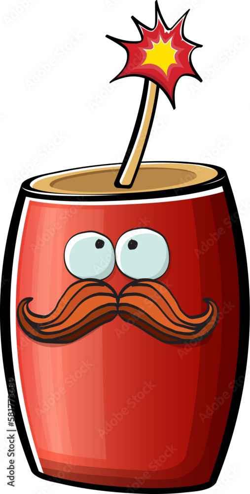 Cartoon burning dynamite characters isolated on white background. Funky ...