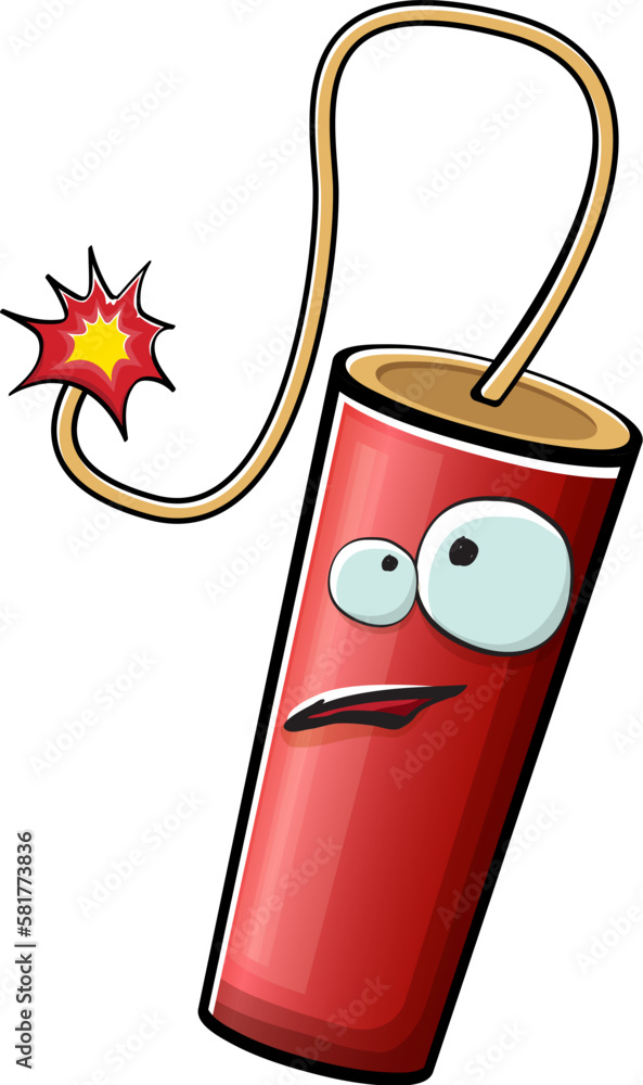 Cartoon burning dynamite characters isolated on white background. Funky ...