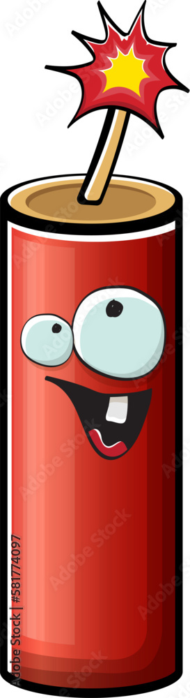 Cartoon burning dynamite characters isolated on white background. Funky ...