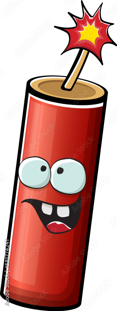 Cartoon burning dynamite characters isolated on white background. Funky ...