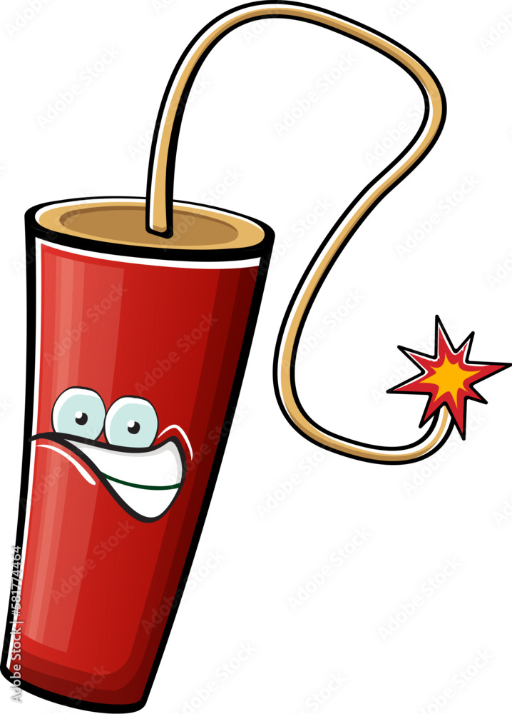 Cartoon burning dynamite characters isolated on white background. Funky ...