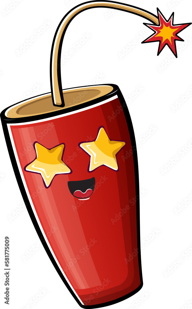 Cartoon burning dynamite characters isolated on white background. Funky ...