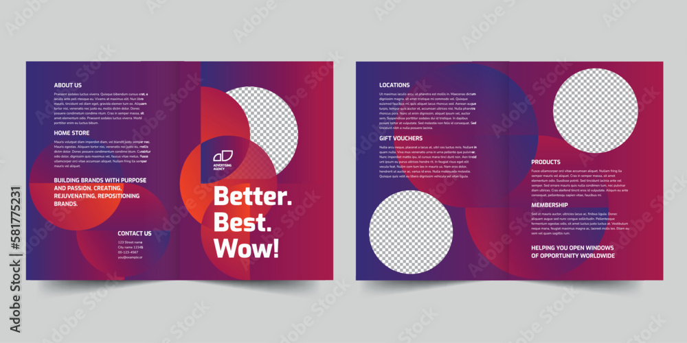 Advertising Agency bifold brochure template. A clean, modern, and high ...