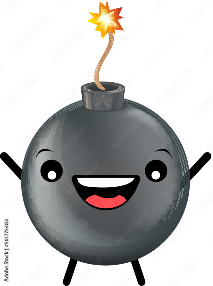 Cartoon retro bomb characters isolated on white background. Funky tiny ...