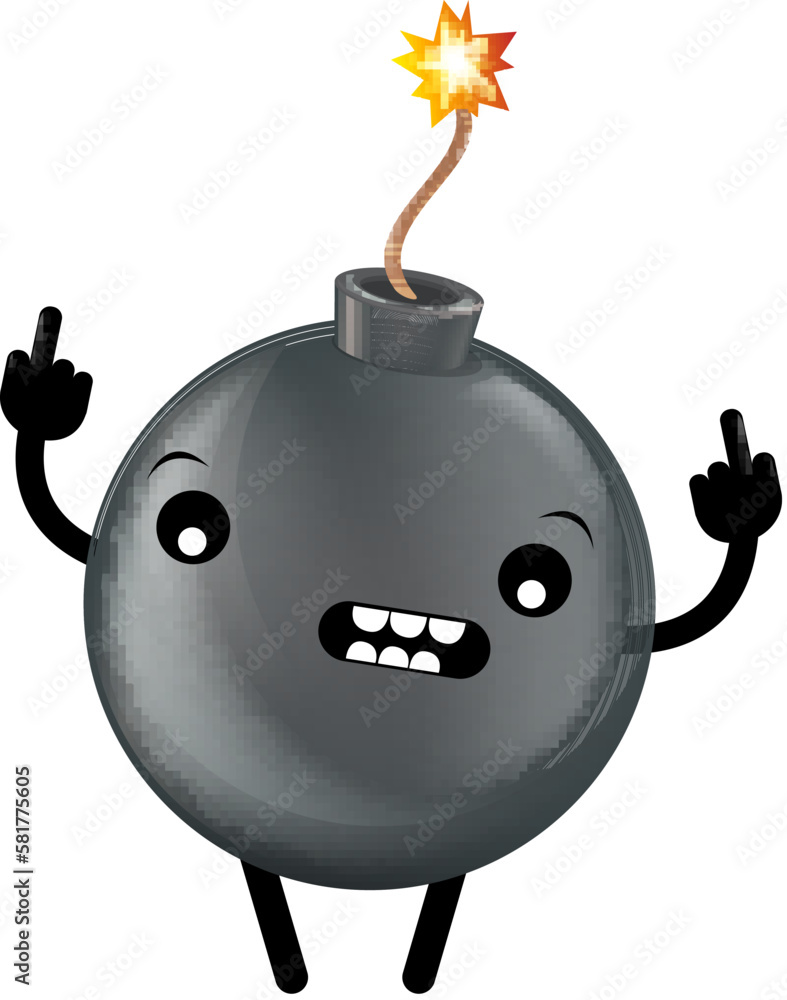 Cartoon retro bomb characters isolated on white background. Funky tiny ...