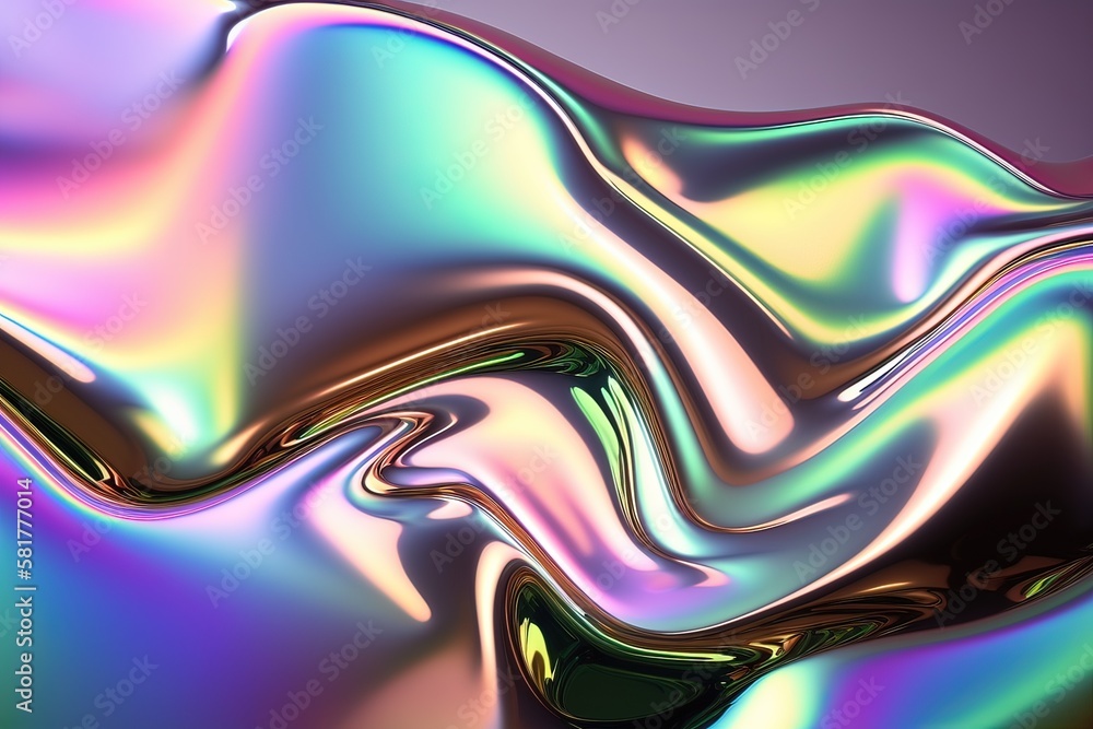 Generative AI illustration of holographic liquid background ...