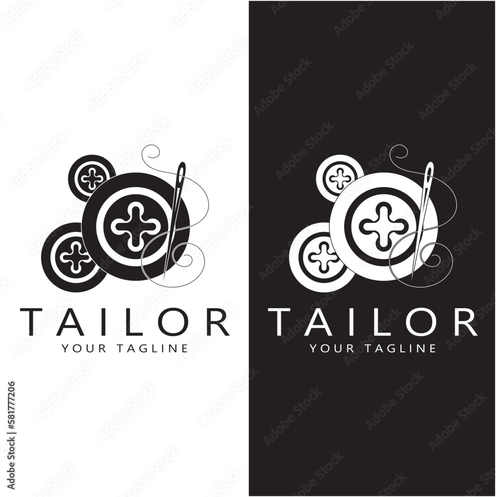 tailor logo icon illustration template combination of buttons for ...