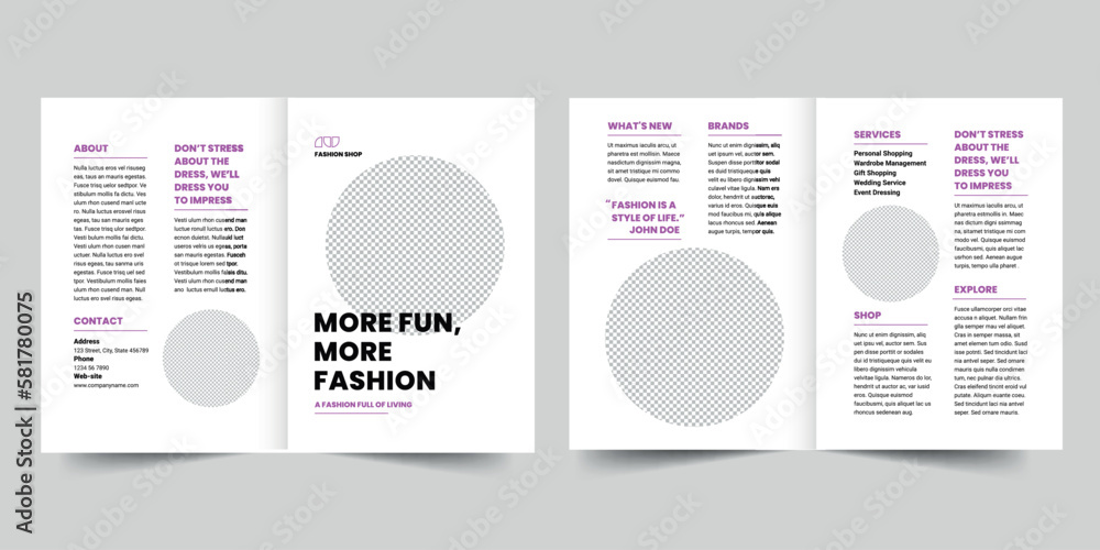 Fashion Shop bifold brochure template. A clean, modern, and high ...