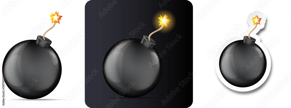 cartoon 3d vector bomb icon set and collection isolated on white ...