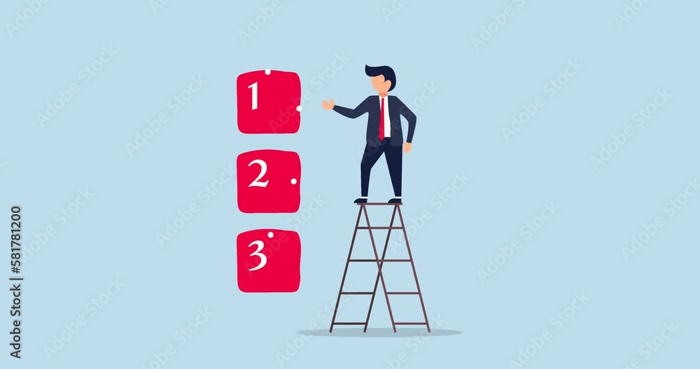 4k Set work priority animation. young entrepreneur businessman manage ...