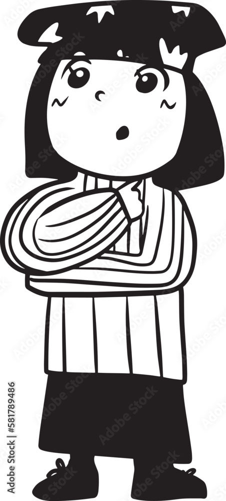 Cartoon cook woman doodle kawaii anime coloring page cute illustration ...