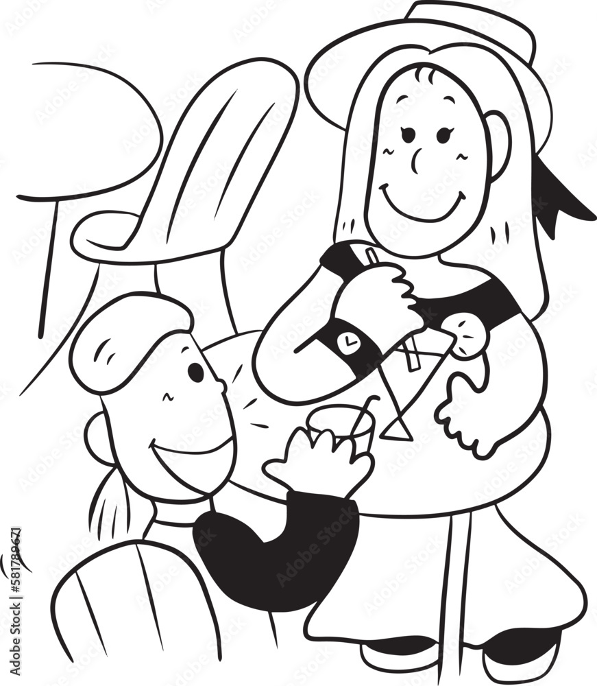 Dining cartoon doodle kawaii anime coloring page cute illustration ...