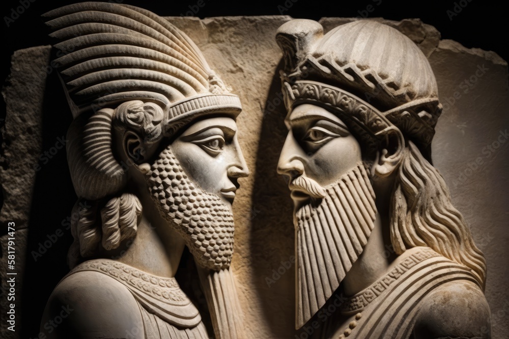 Ancient Mesopotamian sculpture from Babylonia and Assyria. Generative ...