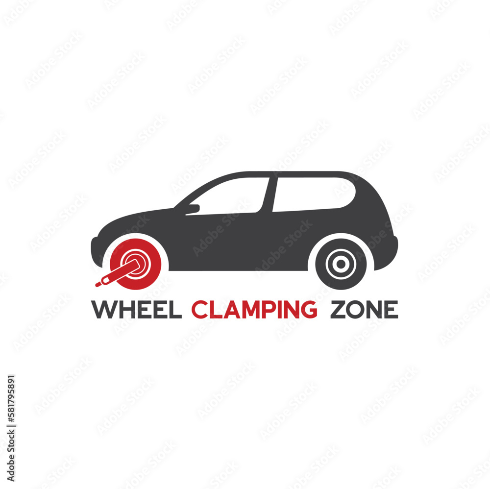 symbol of wheel clamping zone, road sign, vector art. Stock Vector ...