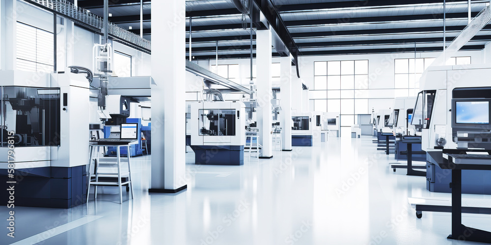 A modern clean and organized DX age production factory. Online and ...