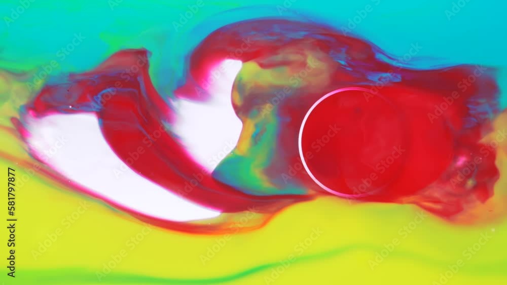 Abstract acrylic texture with colorful waves. Motion with Blue, yellow ...