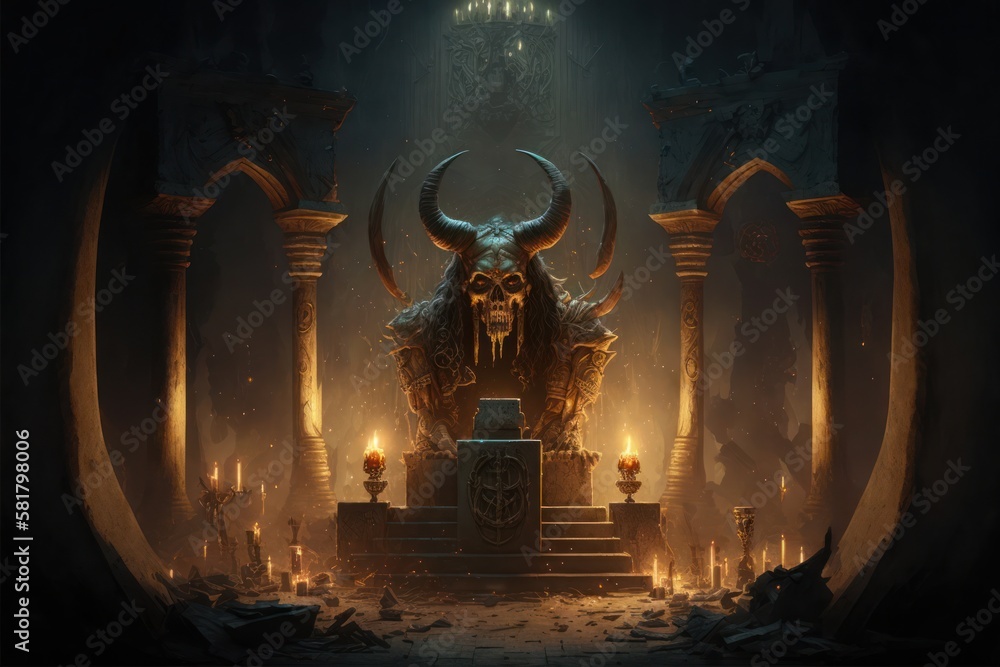 Eerie and Spooky Cultist Altar to an Evil Entity or God, Concept Art ...
