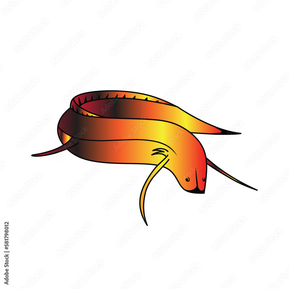 set of fire eel fish isolated on white background. animal, eel, fish ...