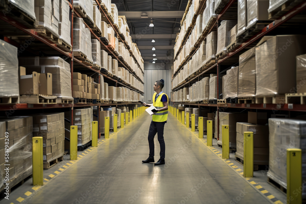 Parcel logistics worker., Man in a shipping warehouse. Parcel worker ...