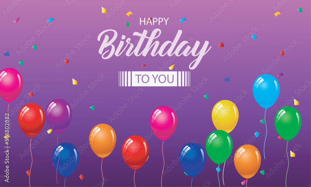 Birthday balloons vector background design. Happy birthday to you text ...