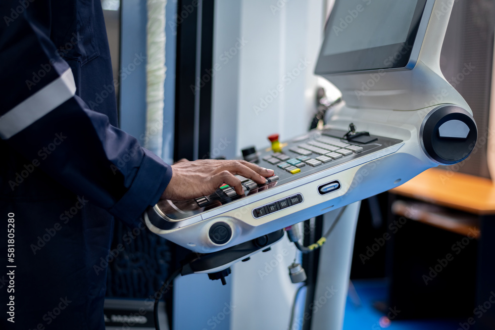 Foto de Engineer technician under control digital factory production ...