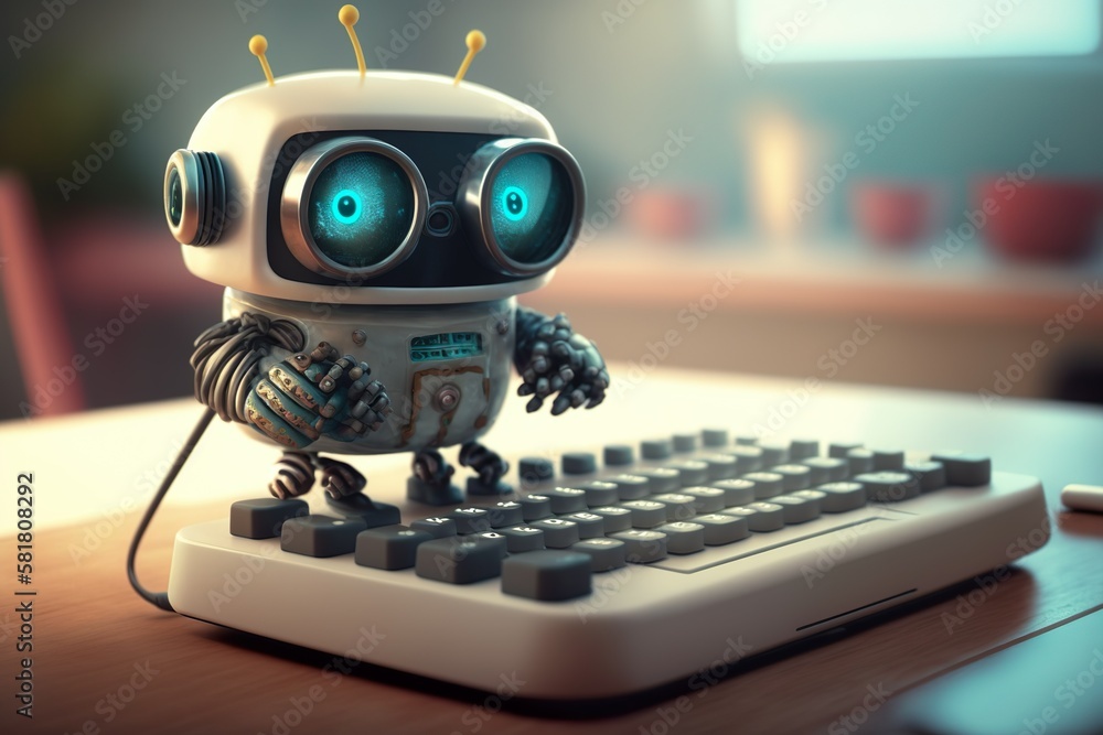Chat Gpt Robot Typing A Keyboard Answer Generative Ai Stock Illustration Adobe Stock