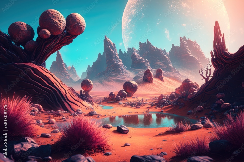 Surface Environment of an Alien Planet. Digital CG artwork for video ...