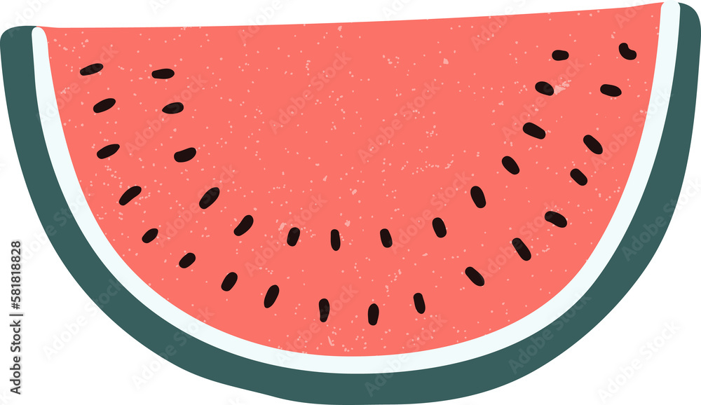 Watermelon slice illustration, isolated PNG. Cartoon hand drawn flat ...