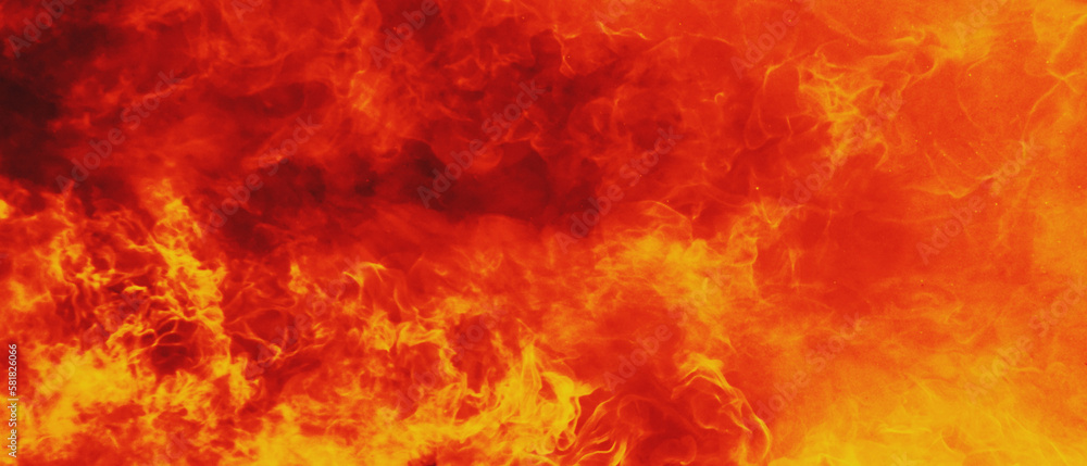 Background of fire as a symbol of hell and eternal torment. Horizontal ...