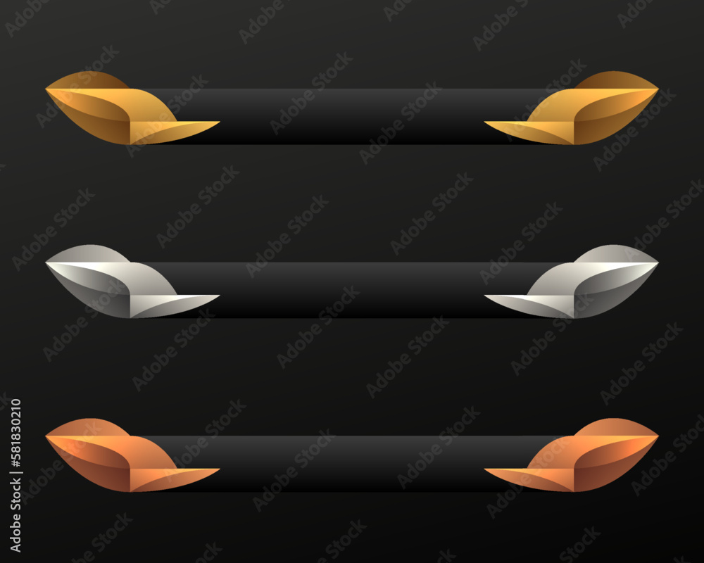 Modern gold, silver and bronze game gui lower third screen title ...