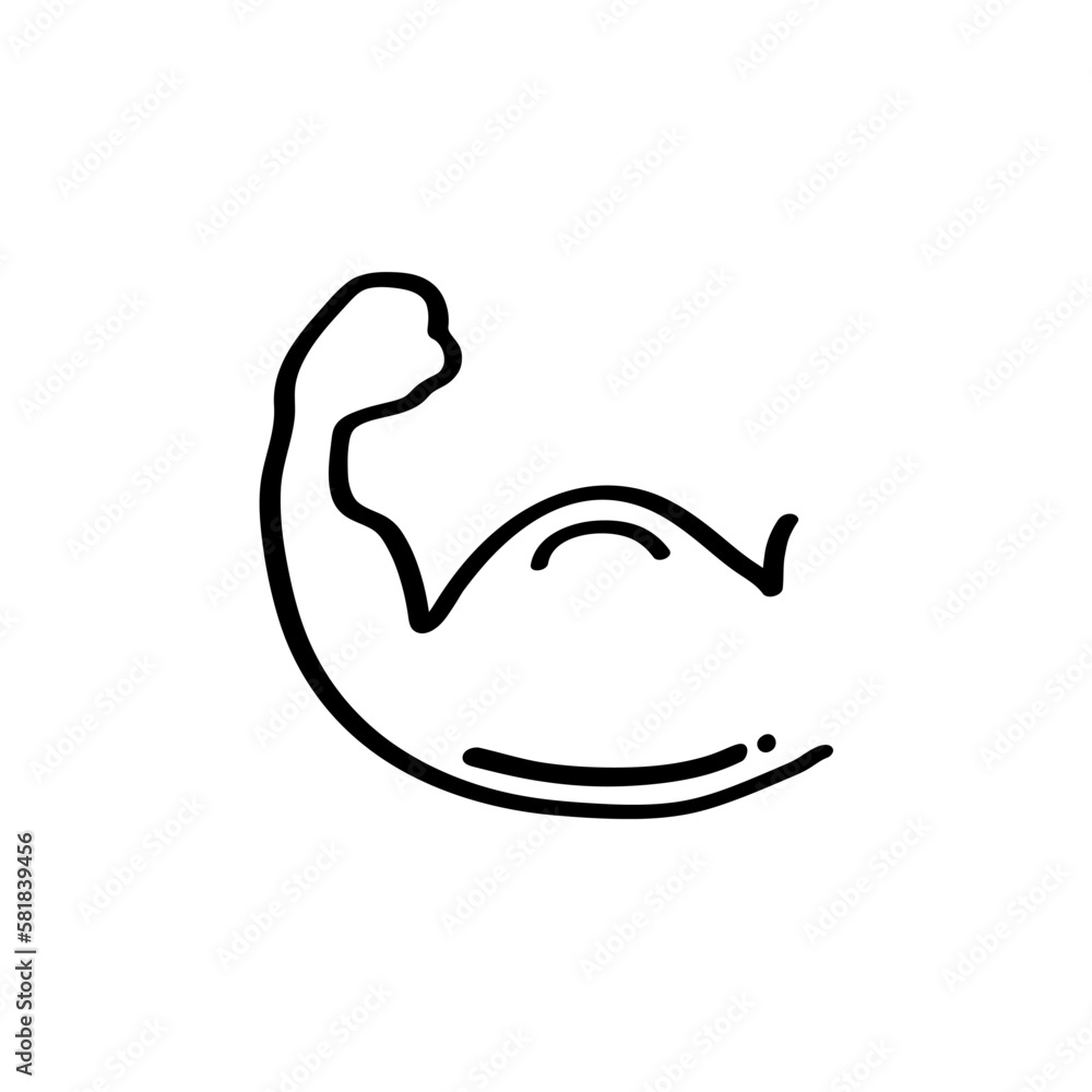 Biceps doodle icon logo sign Curl muscle emblem Hand drawn ink sketch ...