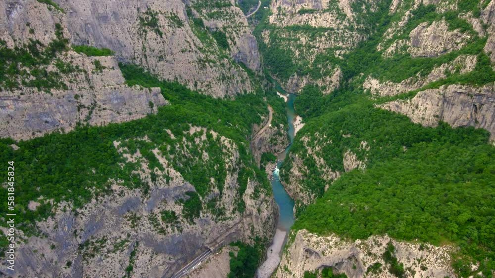 Aerial video of the stunning Moracha River canyon in Montenegro. Soar ...