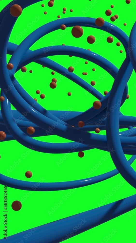 vertical video - Abstract rotating spiral shape and red particle sphere ...