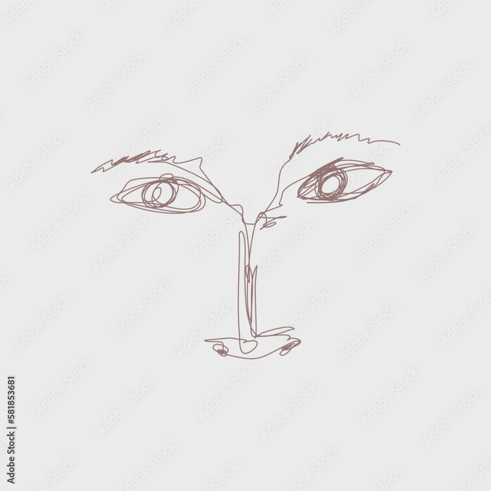 Scribble art of eyes and nose. Human face anatomy illustration ...