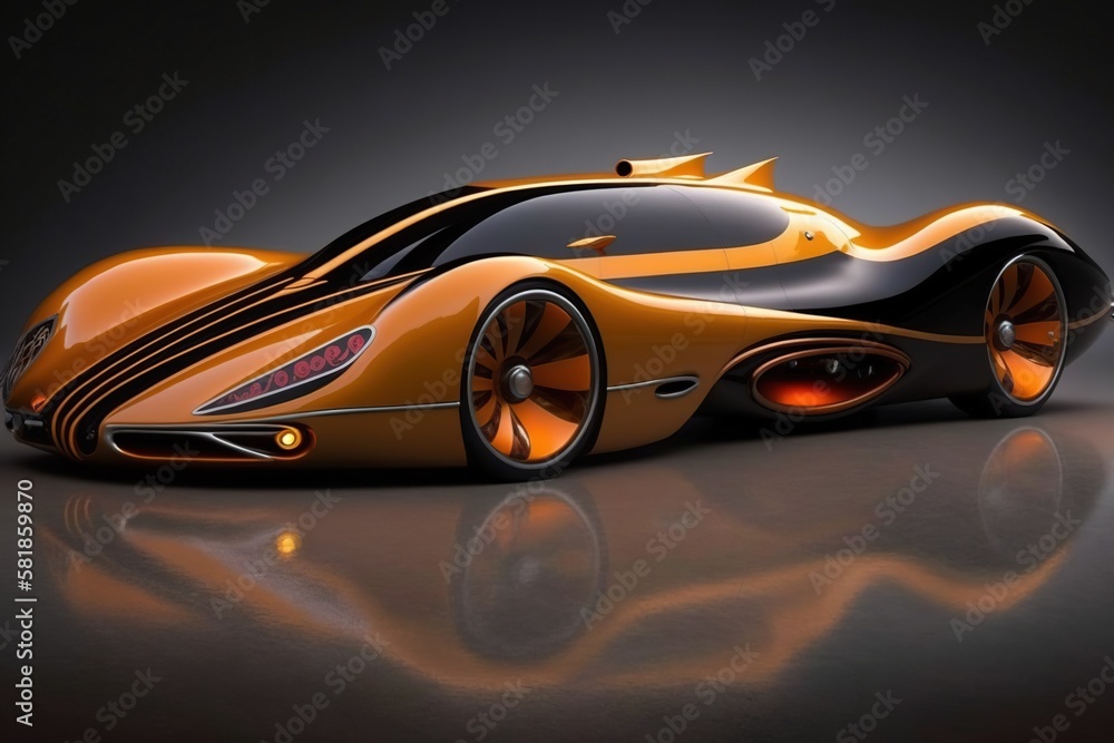 Car that is built for speed with a streamlined aerodynamic design and a ...