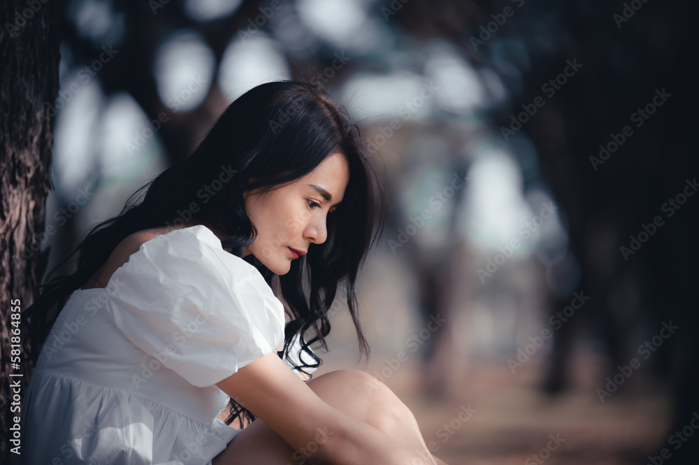 Lonely Sad fat woman ,She think over from love,heartbreak,Heartbroken ...