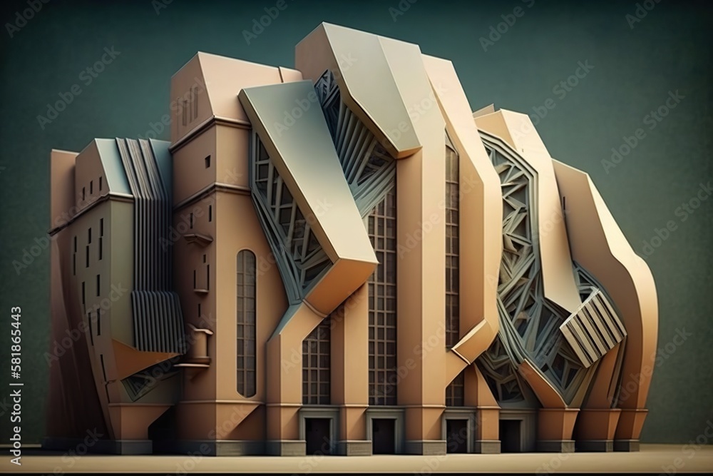 Factory building with a unique asymmetrical design featuring unusual ...