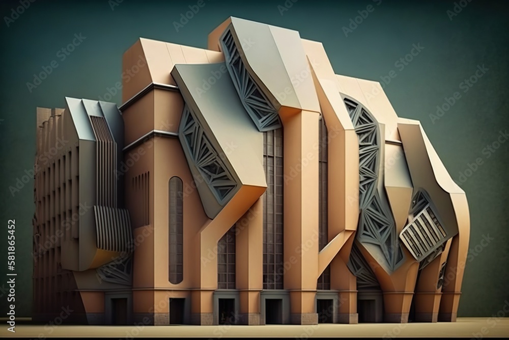 Factory building with a unique asymmetrical design featuring unusual ...