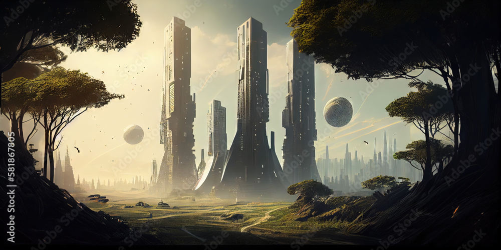 Exotic alien landscape that somewhat resembles earth but is very ...