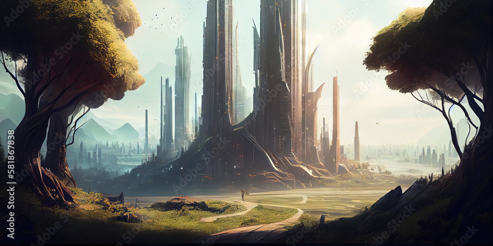 Exotic alien landscape that somewhat resembles earth but is very ...