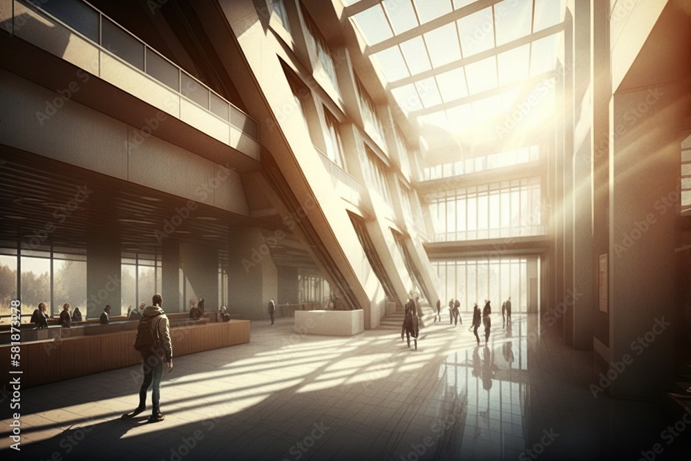 Public building with an open airy design and lots of natural light ...