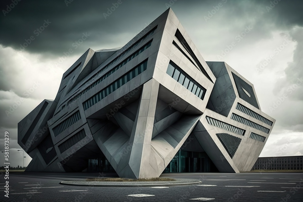 Public building with a unique asymmetrical design featuring unexpected ...