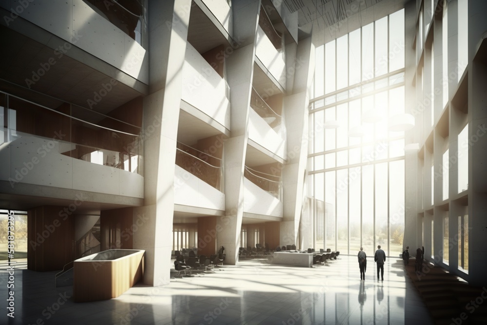 Public building with an open airy design and lots of natural light ...