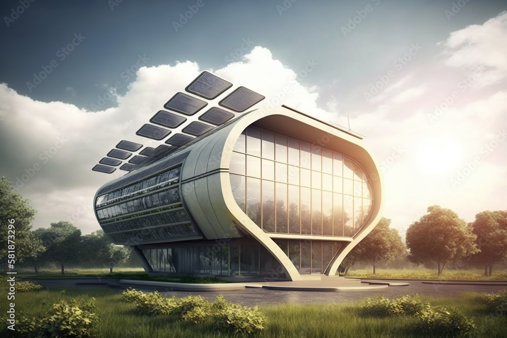 Public building with an innovative eco - friendly design incorporating ...
